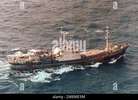 Aerial starboard side (off centerline) view of the Russian Pacific ...