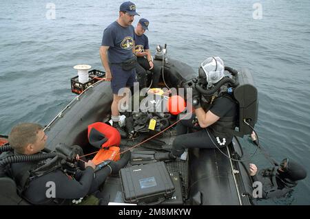 Group of rebreather divers ready to dive. in Egypt. Red Sea Stock Photo ...