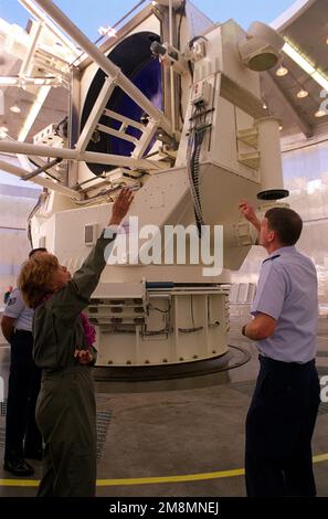 Secretary of the Air Force Sheila Widnall is briefed on operations at ...