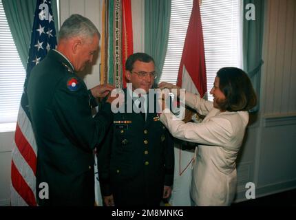 GEN Dennis J. Reimer, Army CHIEF of STAFF (left), assisted by Mrs. Jean ...