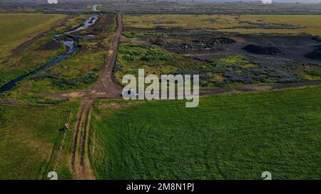 aerial view of Famous Vestrahorn mountains in Iceland. High quality ...
