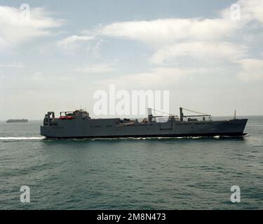 Starboard beam view of the Military Sealift Command (MSC) strategic heavy lift ship USNS DAHL (T ...