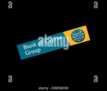 Bank of Cyprus, rotated logo, black background B Stock Photo - Alamy