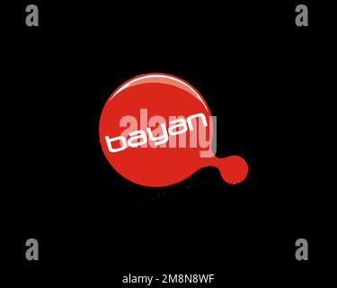 Bayan Telecommunications, rotated logo, black background B Stock Photo ...