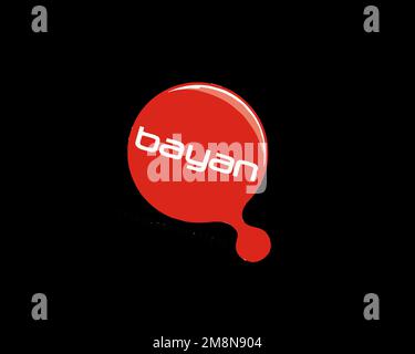 Bayan Telecommunications, rotated logo, black background Stock Photo ...