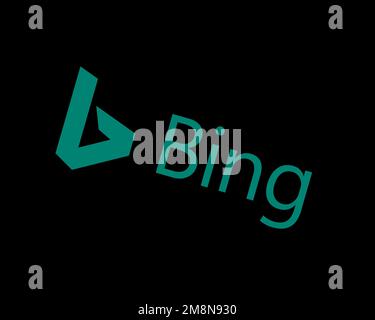 Bing Audio, rotated logo, black background Stock Photo - Alamy