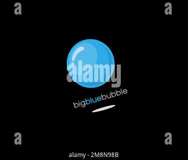 Big Blue Bubble, Rotated Logo, White Background B Stock Photo - Alamy