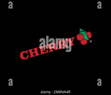 Cherry keyboards, Logo, Black background Stock Photo - Alamy