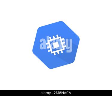 Google Compute Engine, rotated logo, black background Stock Photo - Alamy