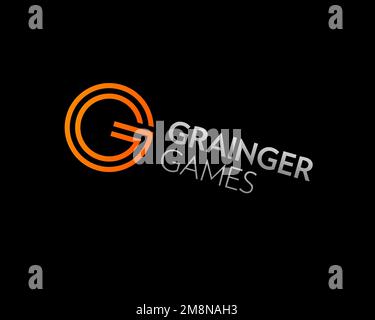 Grainger Games, rotated logo, black background Stock Photo - Alamy