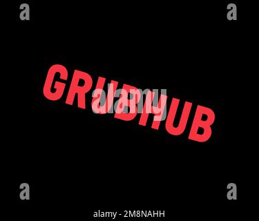 Grubhub, rotated logo, black background Stock Photo - Alamy