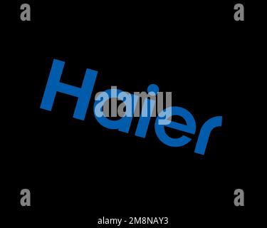 Haier, rotated logo, black background Stock Photo - Alamy