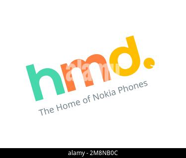 HMD Global, rotated logo, white background B Stock Photo - Alamy