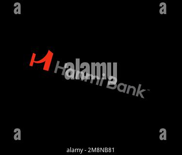 Hanmi Bank, rotated logo, black background Stock Photo - Alamy