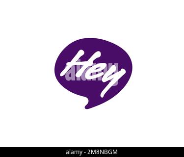 Hey company, rotated logo, white background Stock Photo - Alamy
