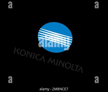 Konica Minolta, rotated logo, black background Stock Photo - Alamy