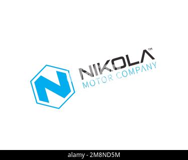 Nikola Motor Company, rotated logo, white background B Stock Photo - Alamy