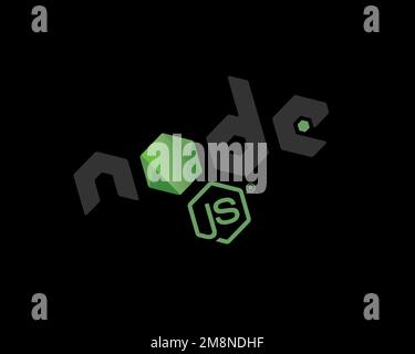 Node. js, rotated logo, black background B Stock Photo - Alamy