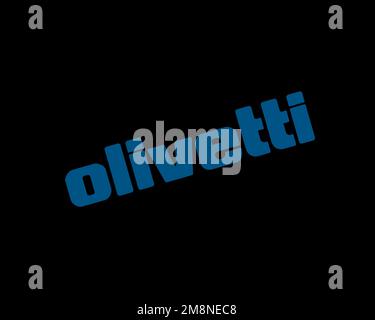 Olivetti, rotated logo, black background B Stock Photo - Alamy