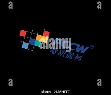 PCCW, rotated logo, black background Stock Photo - Alamy