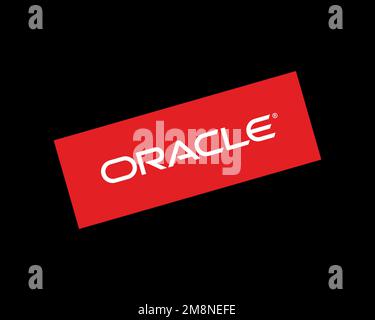 Oracle Corporation, rotated, black background, logo, brand name Stock ...