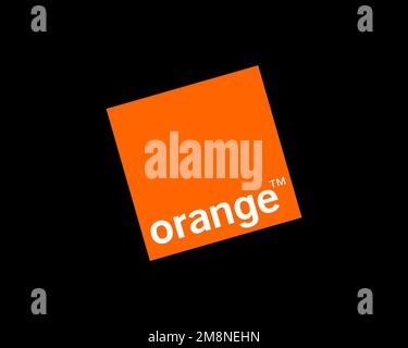 Orange UK, Rotated Logo, Black Background B Stock Photo - Alamy