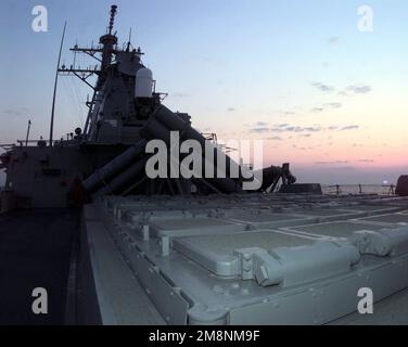 Quad Harpoon Missile launchers and Vertical Launch Sea Wolf anti ...