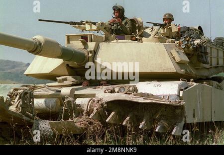 Front view of an M1A1 Tank during training maneuvers. Subject Operation ...