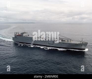 Starboard bow view of the MSC (Military Sealift Command) strategic heavy lift ship USNS SISLER ...
