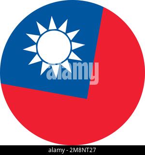 Taiwan Round Country Flag. Taiwanese Circle National Flag. Republic of ...