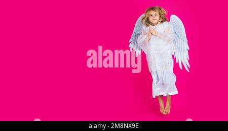 Little angel jump, kids jumping, full body in movement. Little angel ...