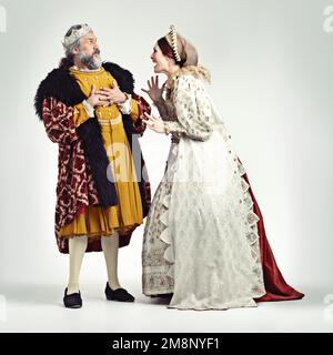 King man, queen and argue in studio with anger, frustrated and crying ...