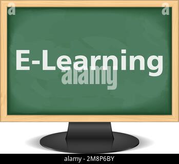 school blackboard monitor screen education concept vector illustration ...