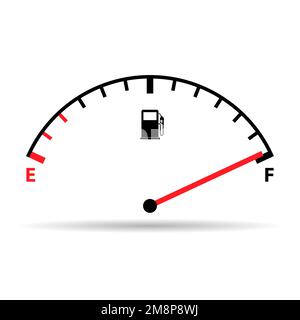 Fuel car indicator icon shadow, gauge petrol automobile meter symbol ...