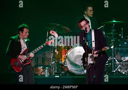 Nick Santino, right, and Sean Silverman, left, of Beach Weather perform ...