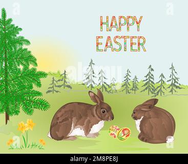 Cute rabbits, hand draw illustration with letterings phrases-Happy ...