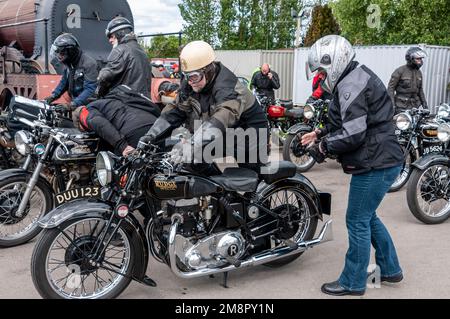 Members and owners with their vintage motorcycles at the Rudge Multi ...