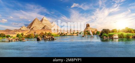 Famous Aswan landscape on the way to The Great Sphinx, Egypt Stock ...