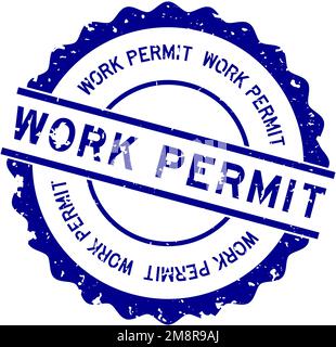 work permit stamp. round grunge sign with ribbon Stock Vector Image ...