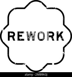Grunge black rework word rubber seal stamp on white background Stock ...