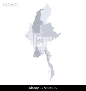 Vector map of Myanmar with regions, states and administrative divisions ...