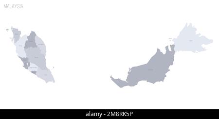Malaysia political map of administrative divisions - states and federal ...