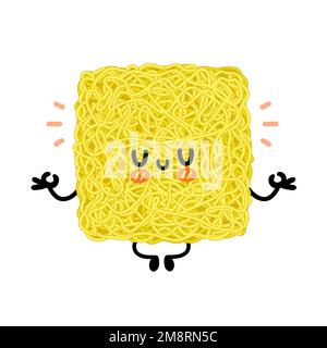 Cute funny instant noodle character. Vector hand drawn cartoon kawaii ...