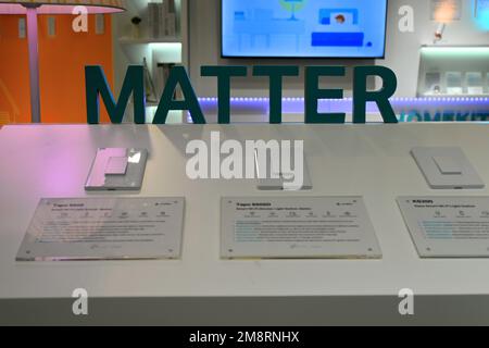 The word Matter displayed in big block letters at the booth for TP-Link ...