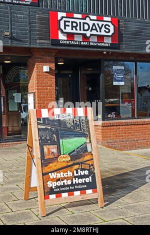 Signs outside T G I Fridays restaurant, Watford Stock Photo - Alamy