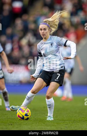 Leigh, UK. 15th Jan, 2023. Maya Le Tissier #15 of Manchester United ...