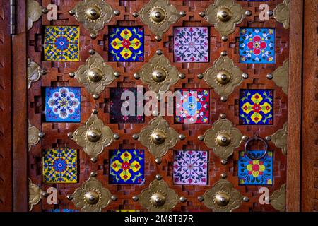 Colorful beautiful decorated classic asian indian golden pattern ...