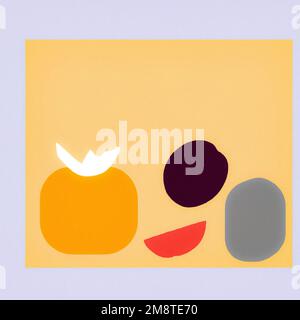 A minimalist illustration of different shapes resembling fruit, with a ...