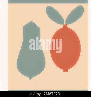 A minimalist illustration of different shapes resembling fruit, with a ...