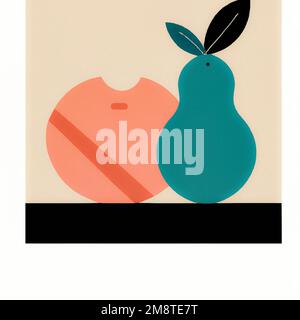 A minimalist illustration of different shapes resembling fruit, with a ...
